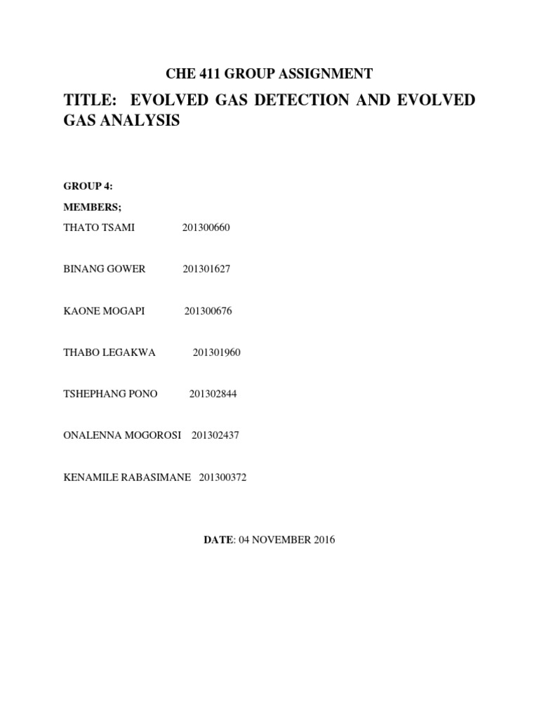 Che 411 Group Assignment | PDF | Mass Spectrometry | Gases