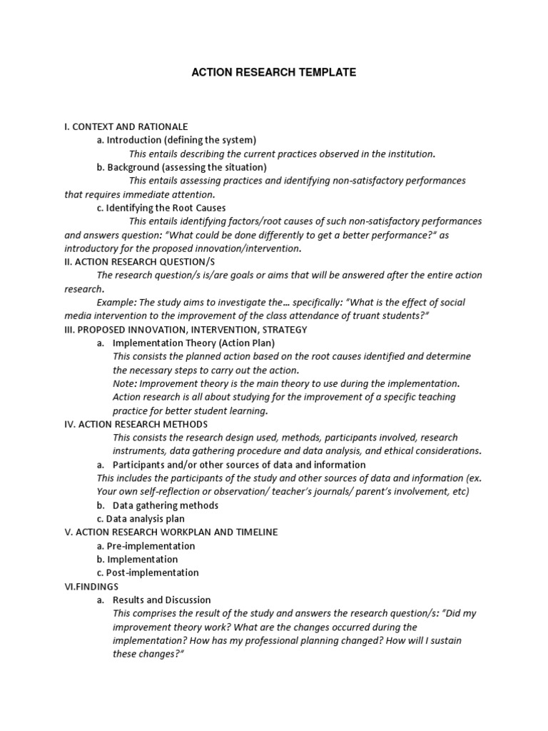Action Research Template Guide | PDF | Action Research | Epistemology