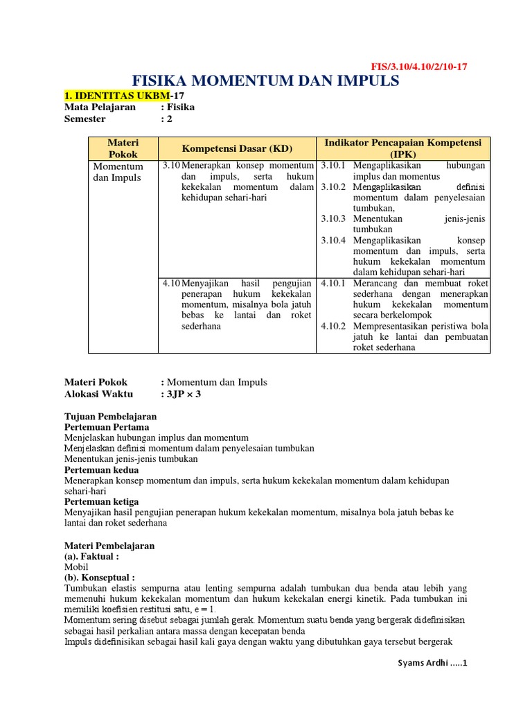 Contoh Momentum dan Impuls Sehari-hari | PDF