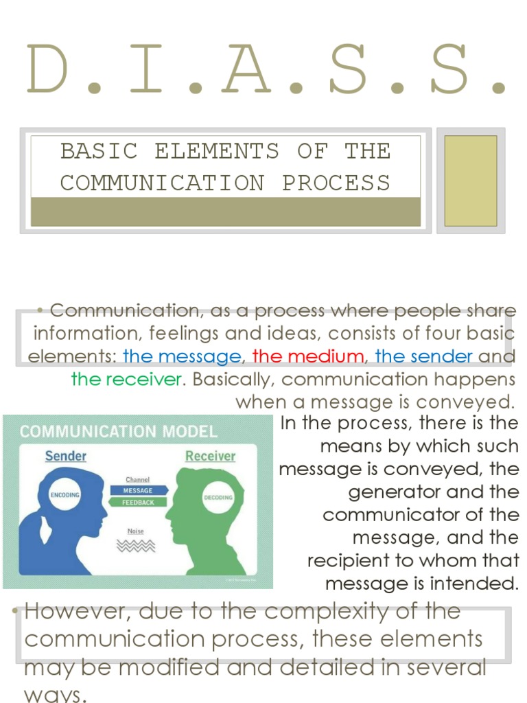 DIASS Basic Elements of Communication | PDF | Nonverbal Communication ...