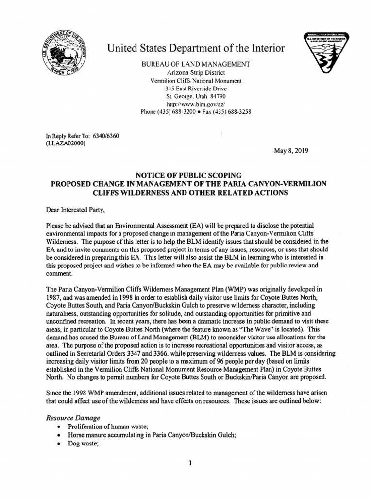 Public Scoping for Paria Canyon Management | PDF | Business