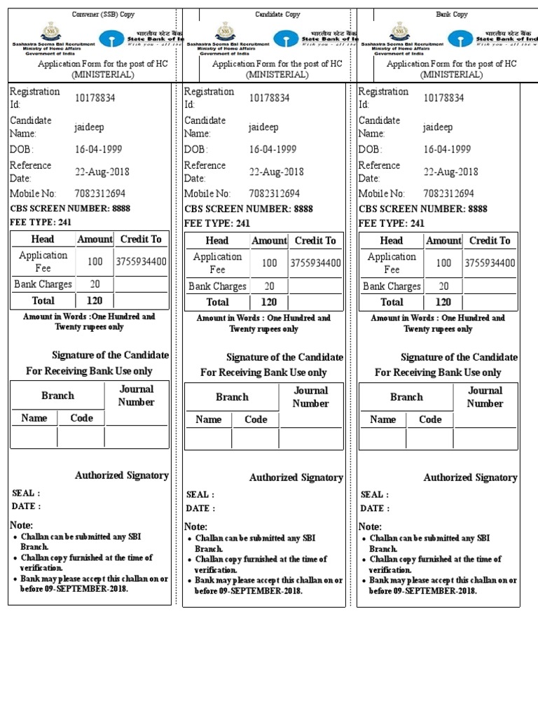 Application Form For The Post of HC (Ministerial) Application Form For ...