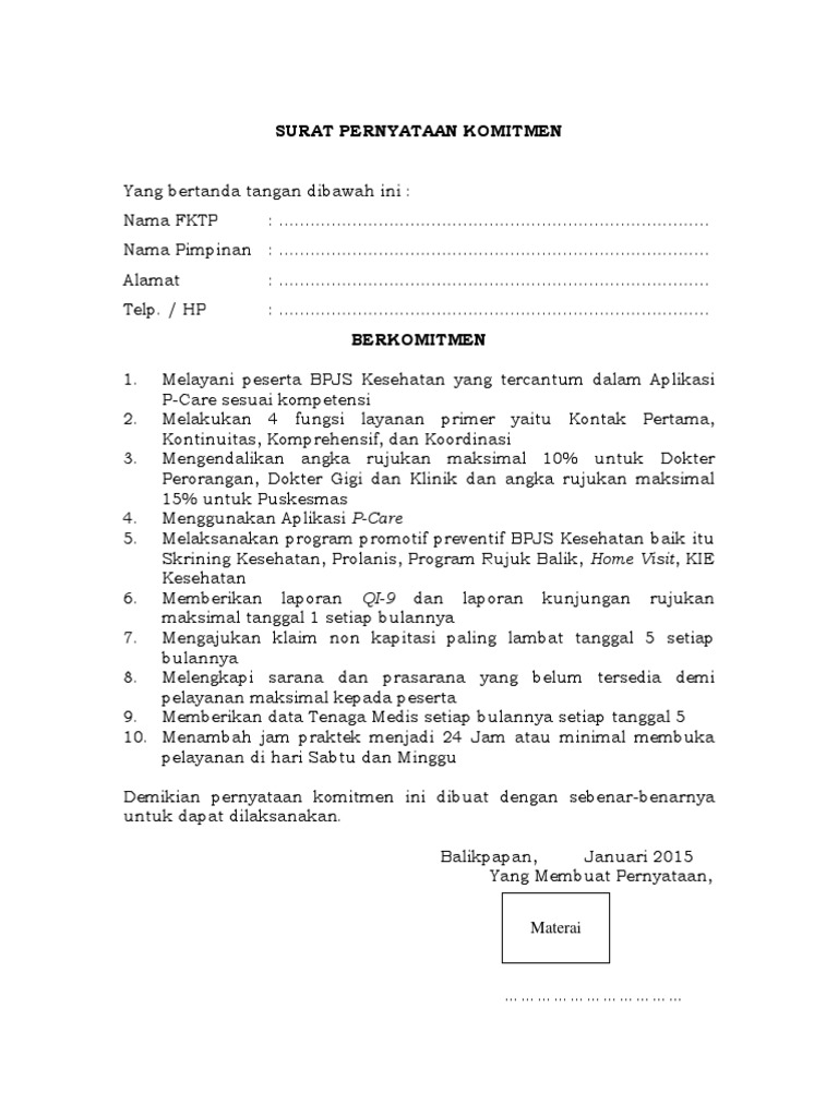 Surat Pernyataan Komitmen | PDF