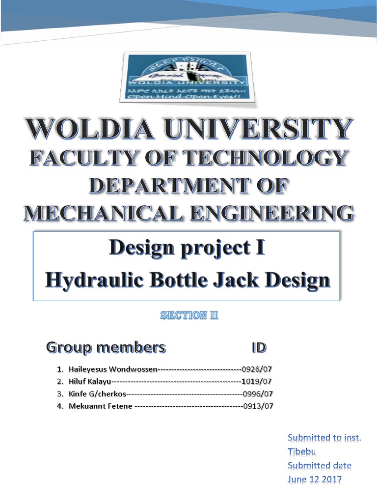 Hydraulic Bottle Jack Design PDF | PDF | Manufactured Goods | Machines