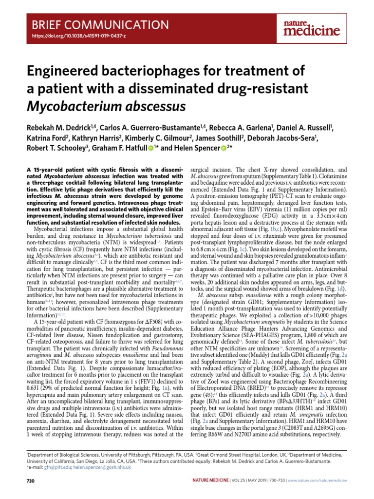 Engineered Bacteriophages For Treatment of A Patient With A Disseminated Drug-Resistant ...
