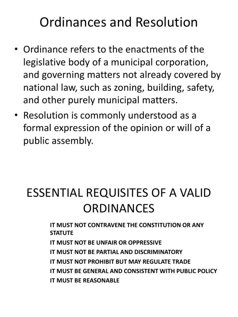 Ordinances and Resolution | PDF