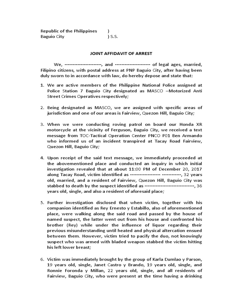 Joint Affidavit of Arrest | PDF | Public Law | Law Enforcement