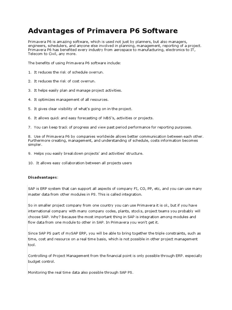 Primavera P6 Overview | PDF | Enterprise Resource Planning | Project ...