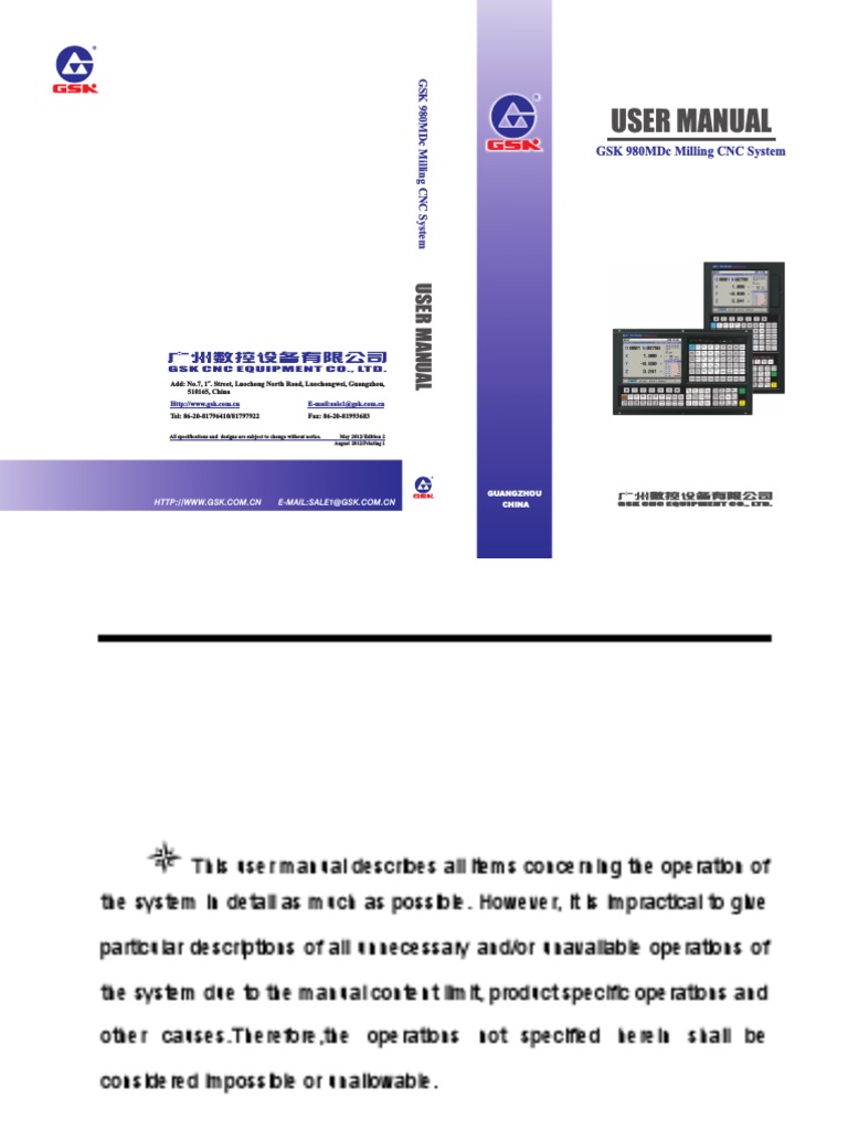 GSK 980MDc CNC System Manual | PDF | Numerical Control | Subroutine