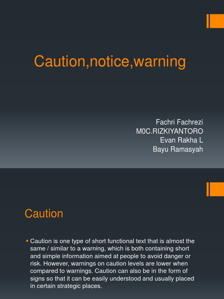 Caution, Notice, Warning | PDF | Information | Communication