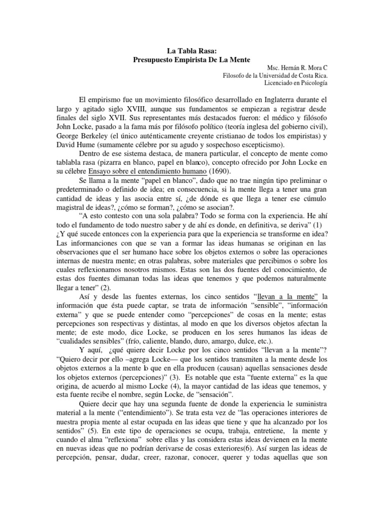 Tabula Rasa | PDF | Empirismo | John Locke