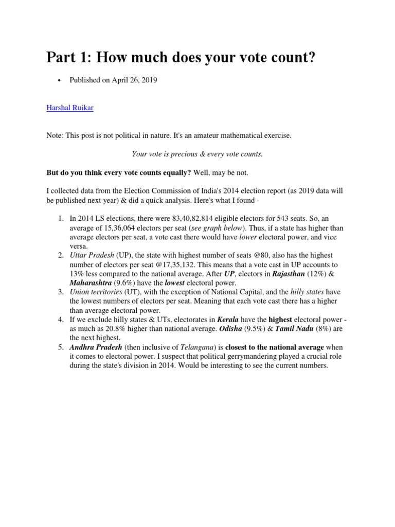 How Much Does Your Vote Count? | PDF | Electoral District | Elections
