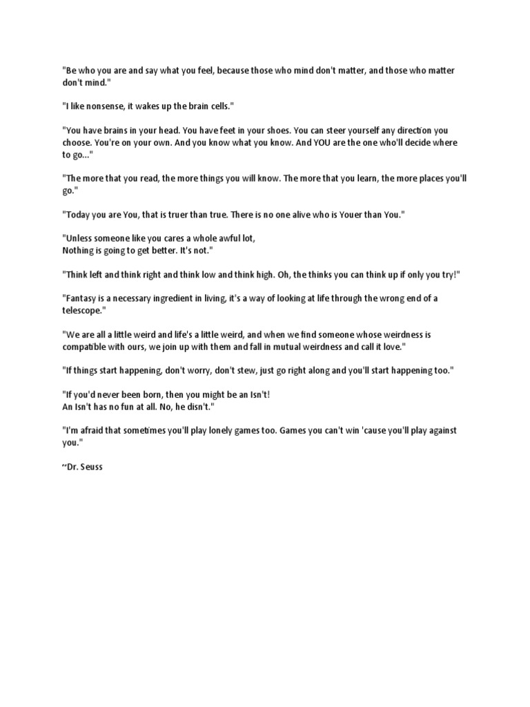 Dr. Seuss Quotes on Individuality | PDF | Social Science | Philosophy