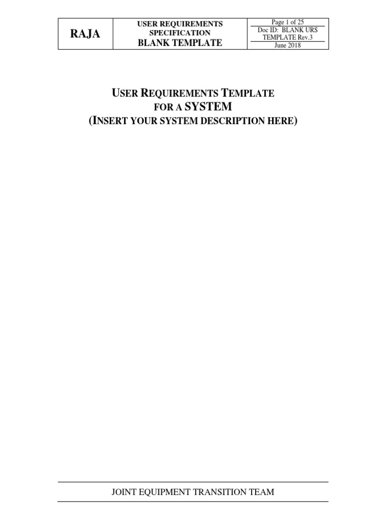 User Requirements Spec Template | PDF | Specification (Technical ...