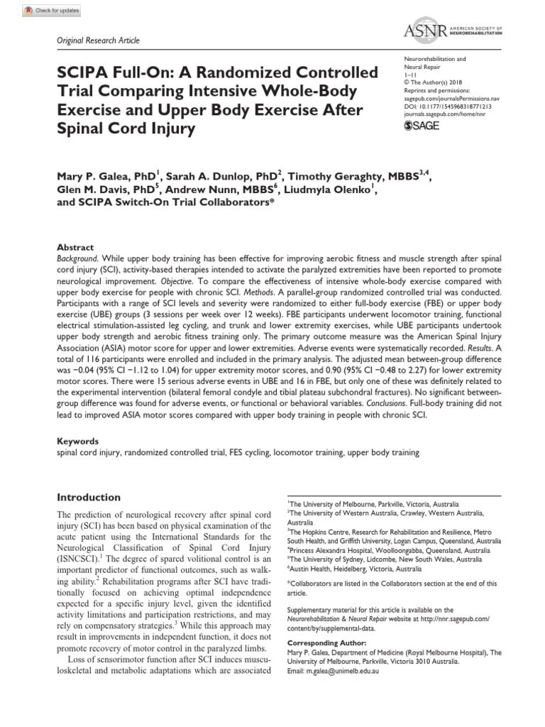 Galea 2018 | PDF | Spinal Cord Injury | Pain