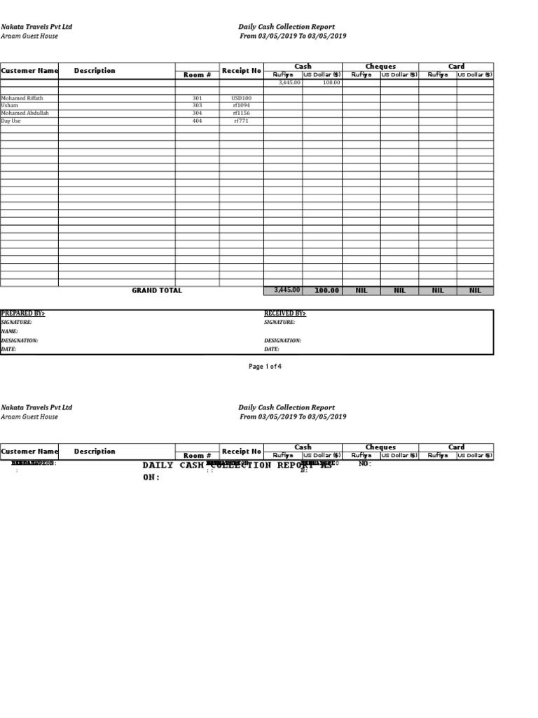 Cash Collection and Hand Over 03may | PDF | Banking | Money