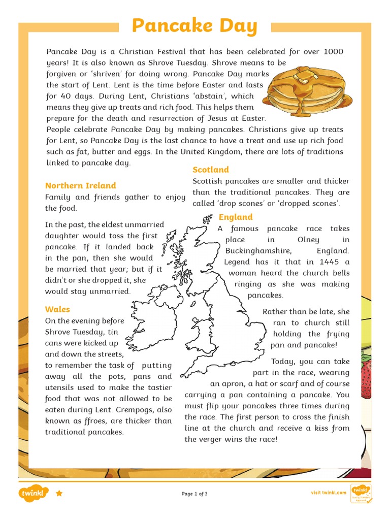 Pancake Day Differentiated Reading Comprehension Activity Ver 3 | PDF ...