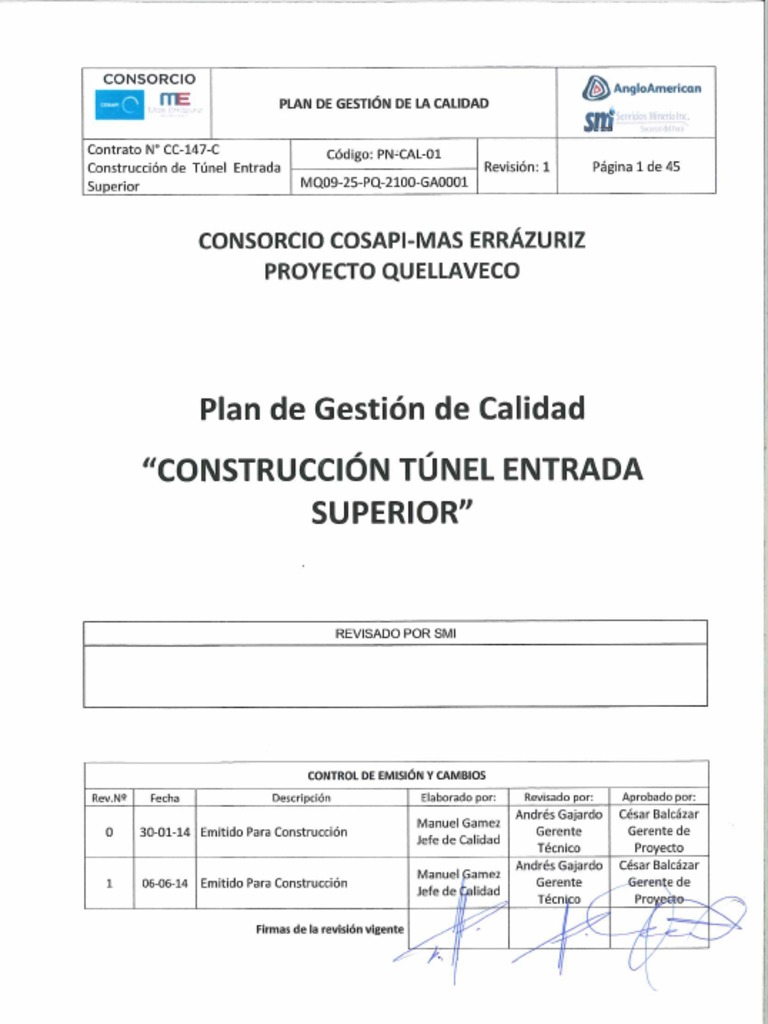 356765925-Plan-de-Calidad-Cosapi.pdf | Gestión de la calidad | Calidad (comercial)