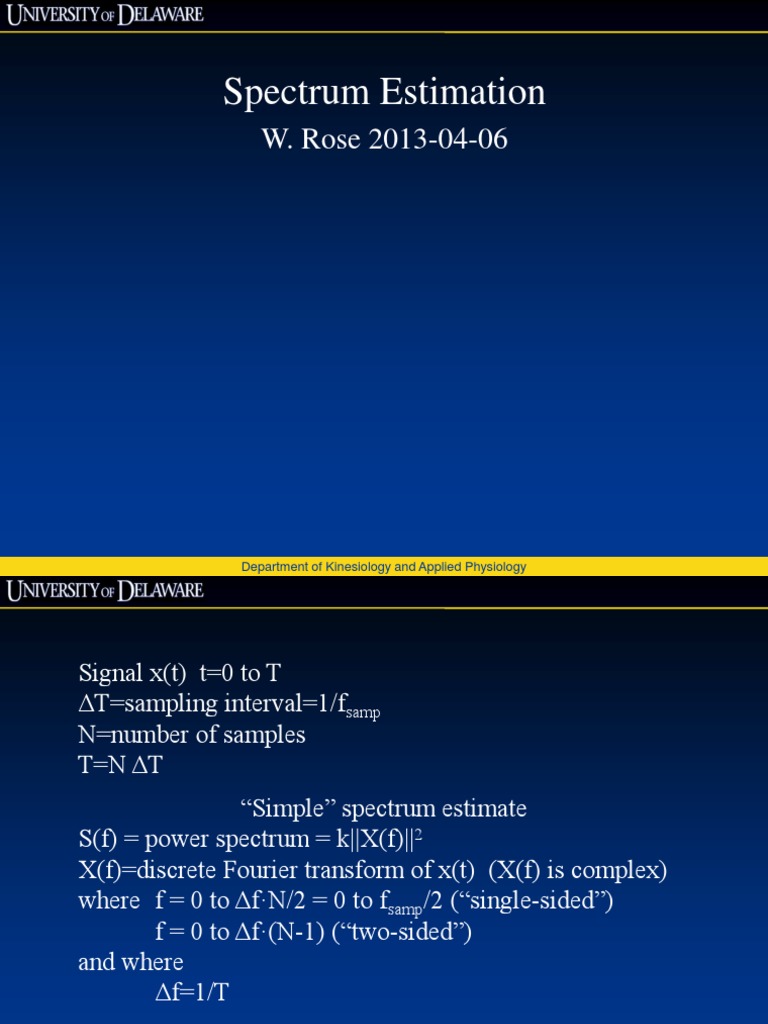 Spectrum Estimation | PDF | Spectral Density | Fourier Analysis