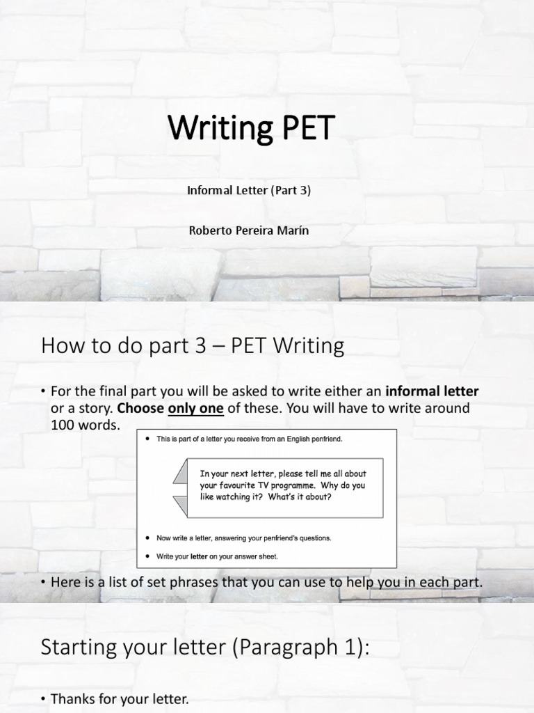 Writing PET - Informal Letter | PDF