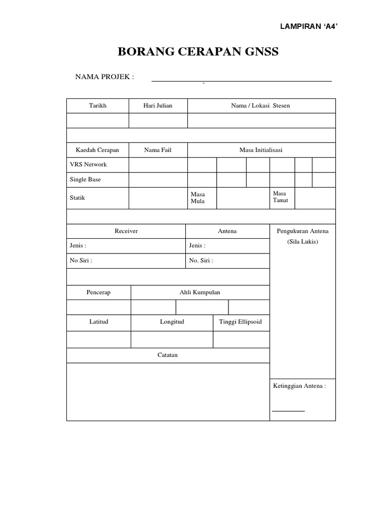 Borang Cerapan GNSS | PDF