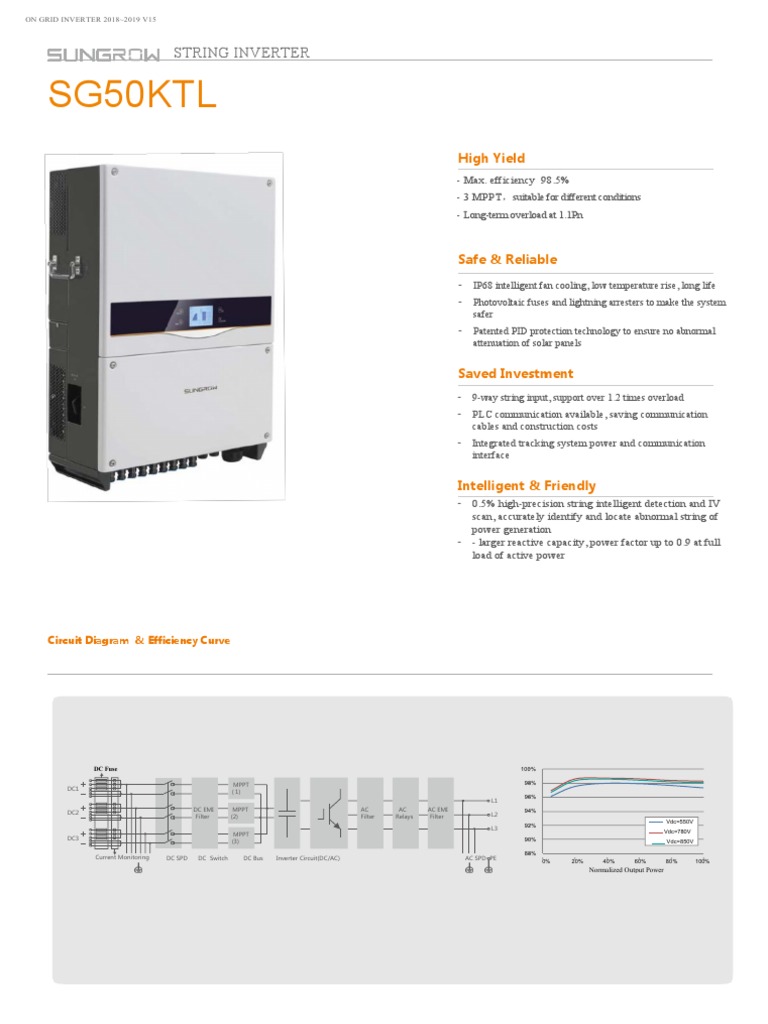Sg50Ktl: String Inverter | PDF | Power Inverter | Photovoltaic System