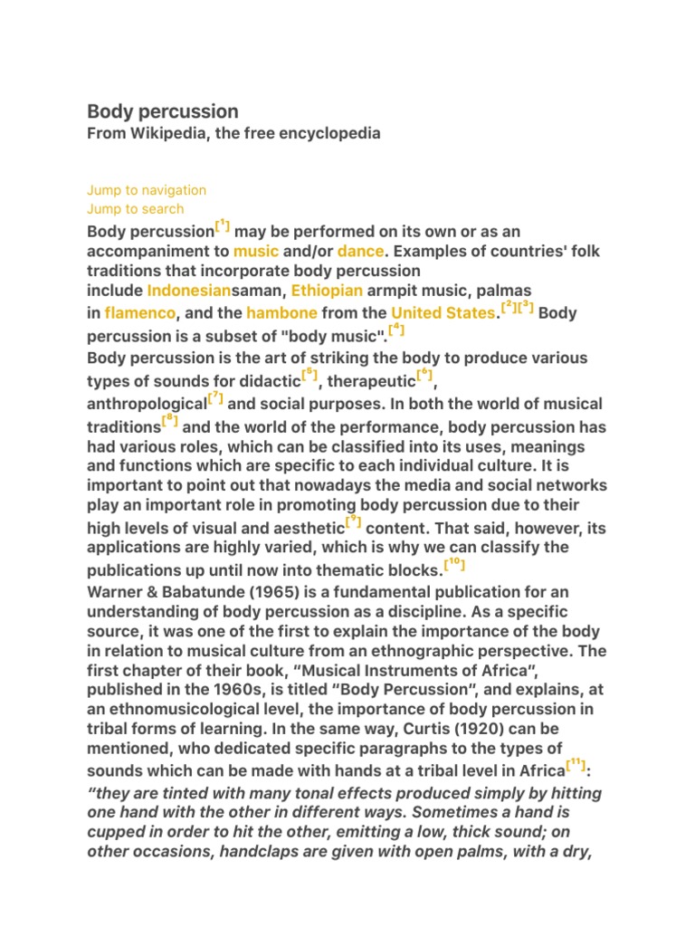 Body Percussion | PDF | Music Education | Dances