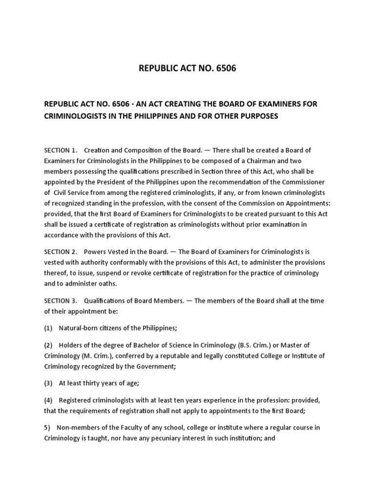 Republic Act 6506 | PDF | Criminology | Crime & Violence
