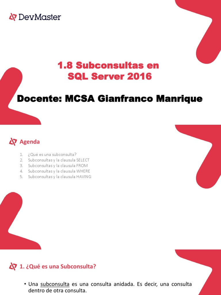 Subconsultas SQL Server | PDF | Servidor SQL de Microsoft | Gestión de ...