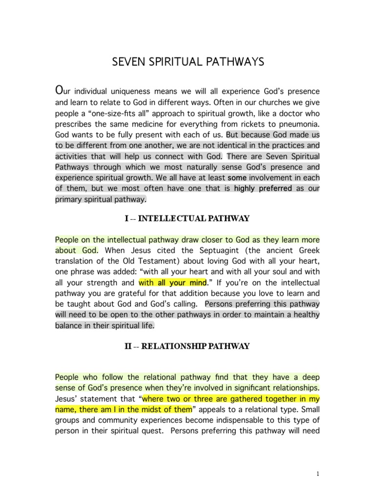 Seven Spiritual Pathways Pdf W Highlights Download Free Pdf Worship
