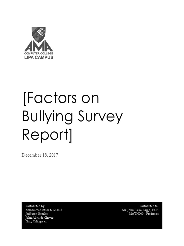 Bullying Survey Report | PDF | Survey Methodology | Psychological Concepts