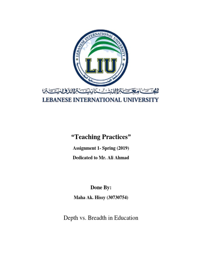 Depth Vs Breadth (Maha Hissy 30730754) | PDF | Learning | Teachers