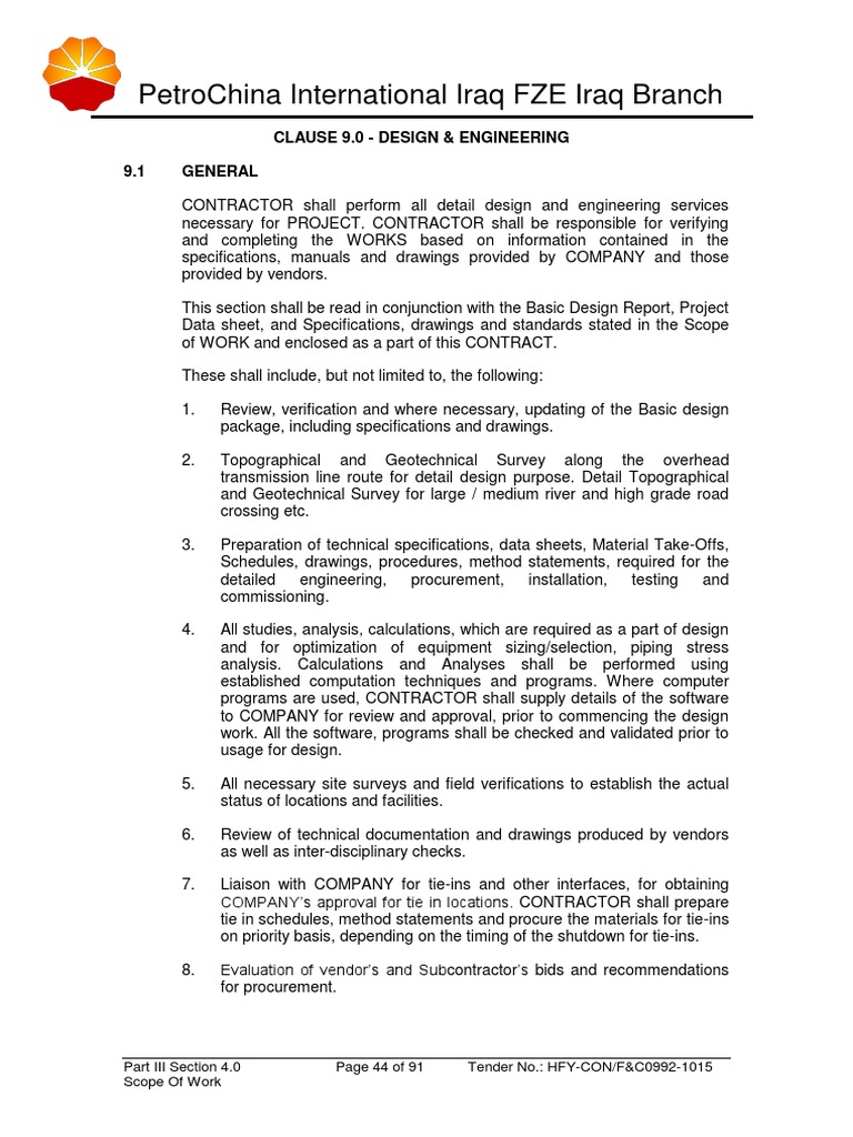 19 - Part III Section 4 - Scope of Work - Design and Engineering Scope ...
