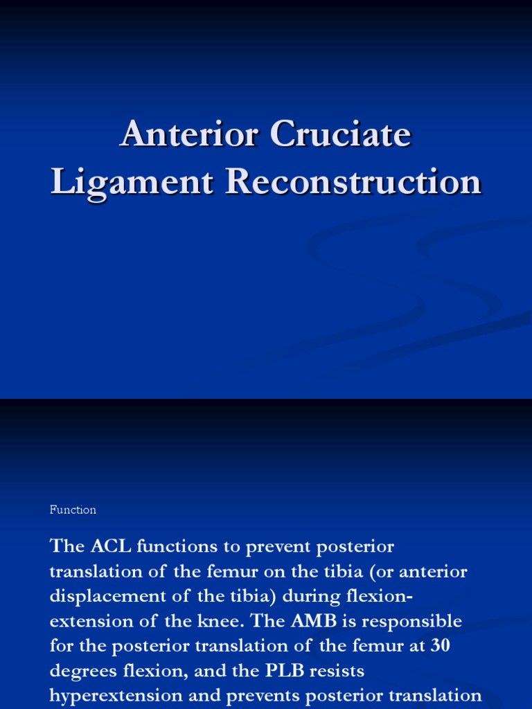 ACL Reconstruction: Diagnosis & Rehab Guide | PDF | Knee ...