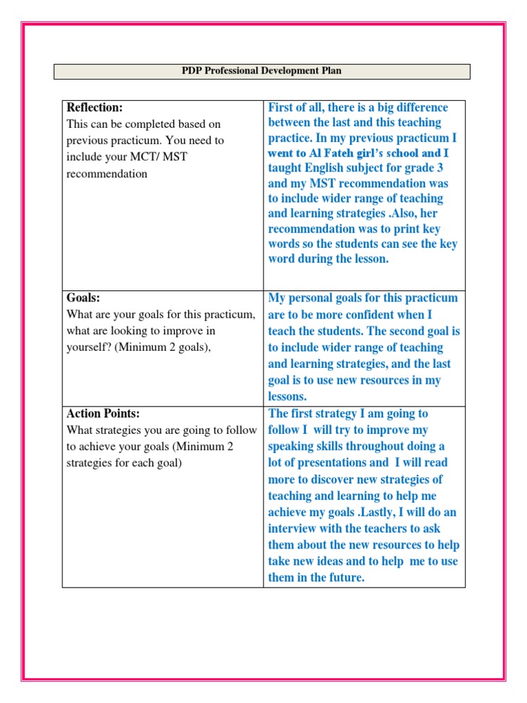Reflection:: PDP Professional Development Plan | Download Free PDF ...