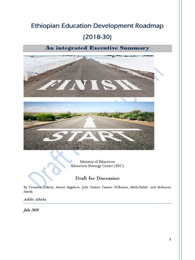 Ethiopia Education Development Roadmap 2018-2030 PDF | PDF | Preschool ...