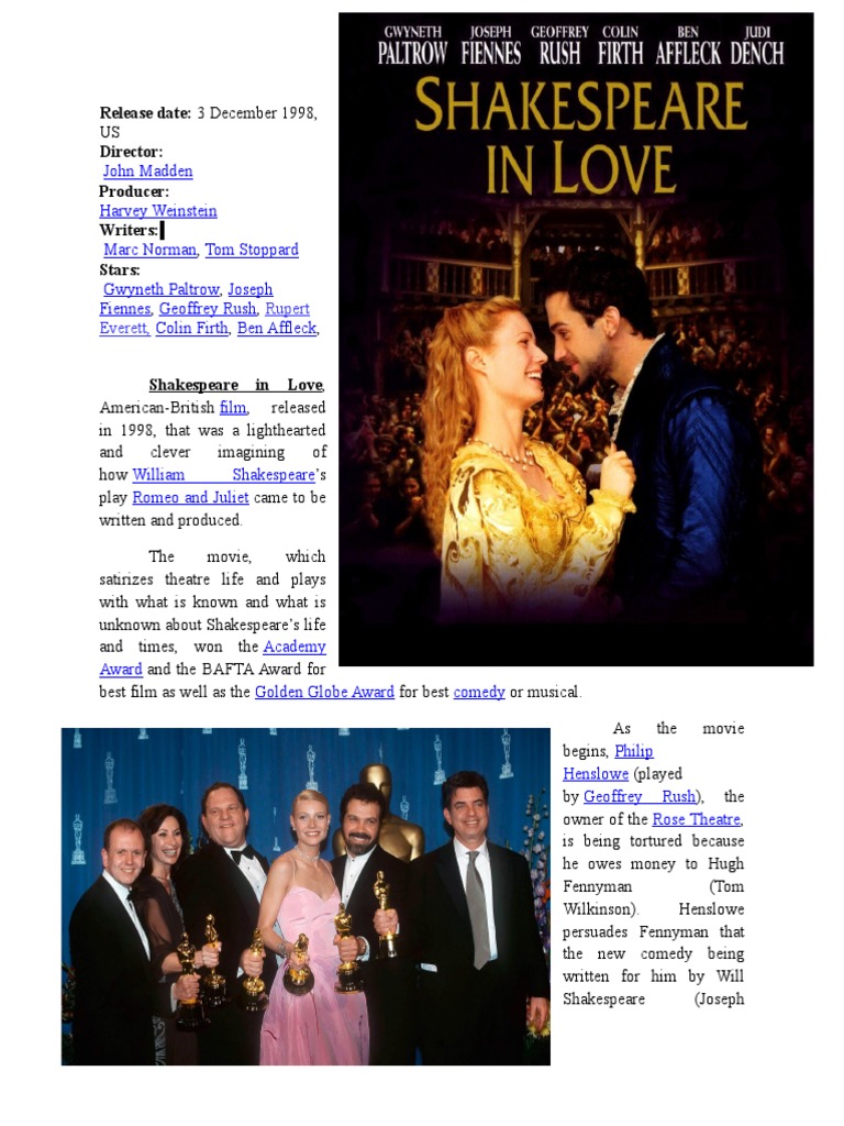 Shakespeare in Love | PDF | Theatre | Entertainment (General)