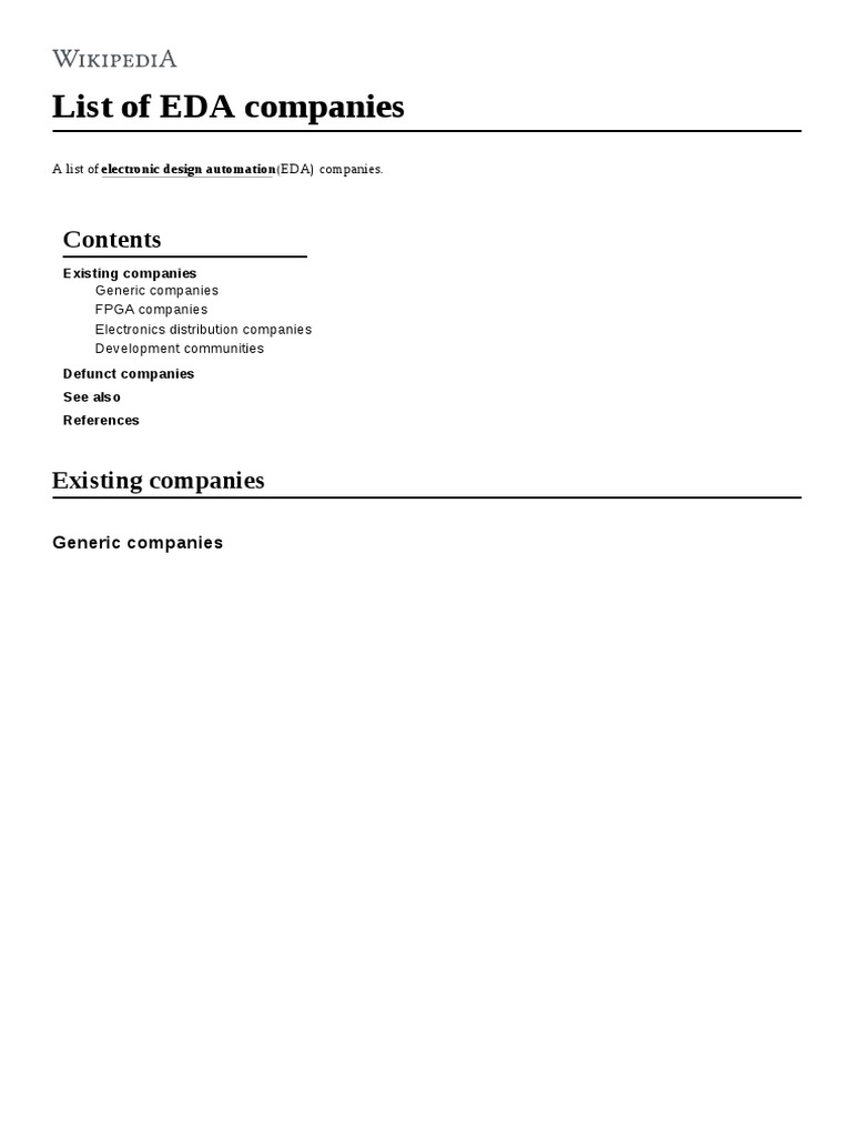 List of EDA Companies | PDF | Spice | Electronic Design