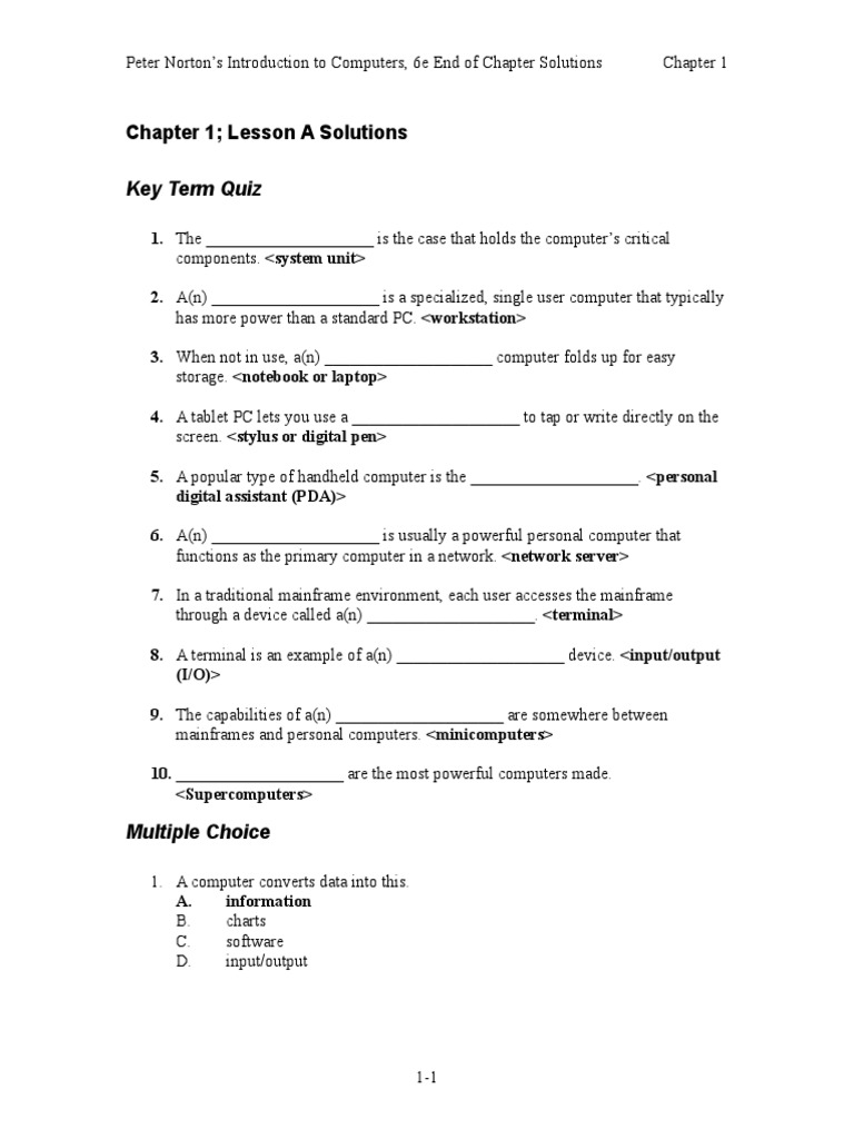 Understanding the Core Concepts: An Analysis of a Chapter on Computer ...