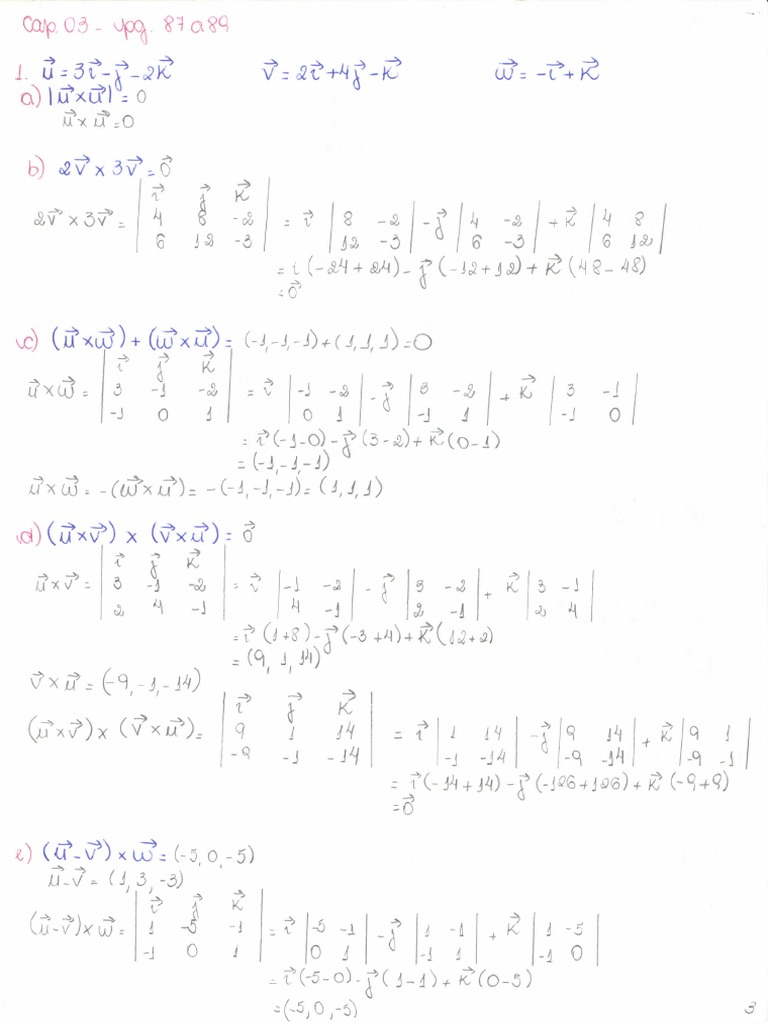Exercícios Resolvidos Da Pag. 87 A 89 Cap. 03 Livro Vetores e Geometria ...