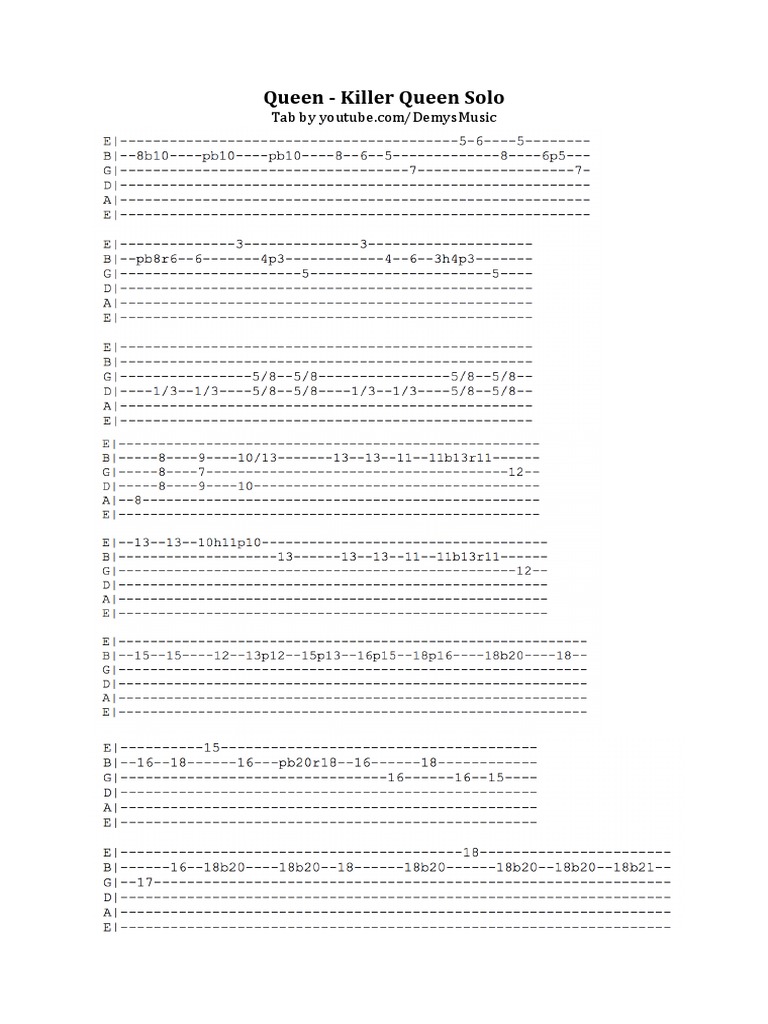 Killer Queen Solo Tab | PDF