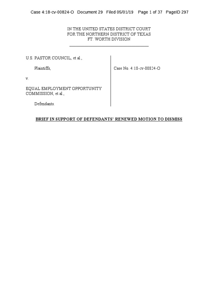 DOJ Motion To Dismiss | PDF | Civil Rights Act Of 1964 | Standing (Law)