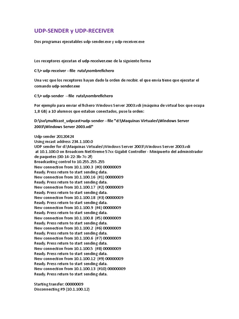 UDP Sender Receiver | PDF | Windows Nt | Communications Protocols