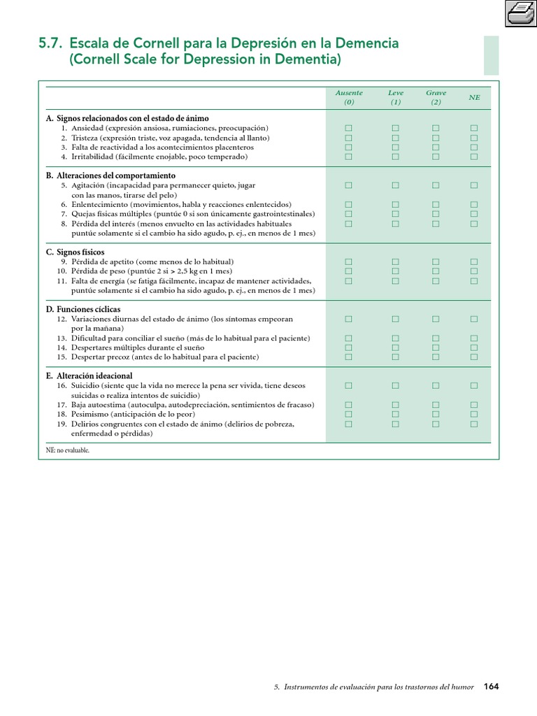 Escala de Cornell para La Depresión en La Demencia PDF | PDF ...