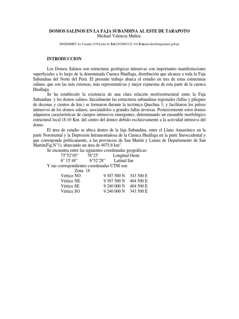 P07 Domos Salinos Faja Subandina Tarapoto | PDF | Falla (geología) | sal