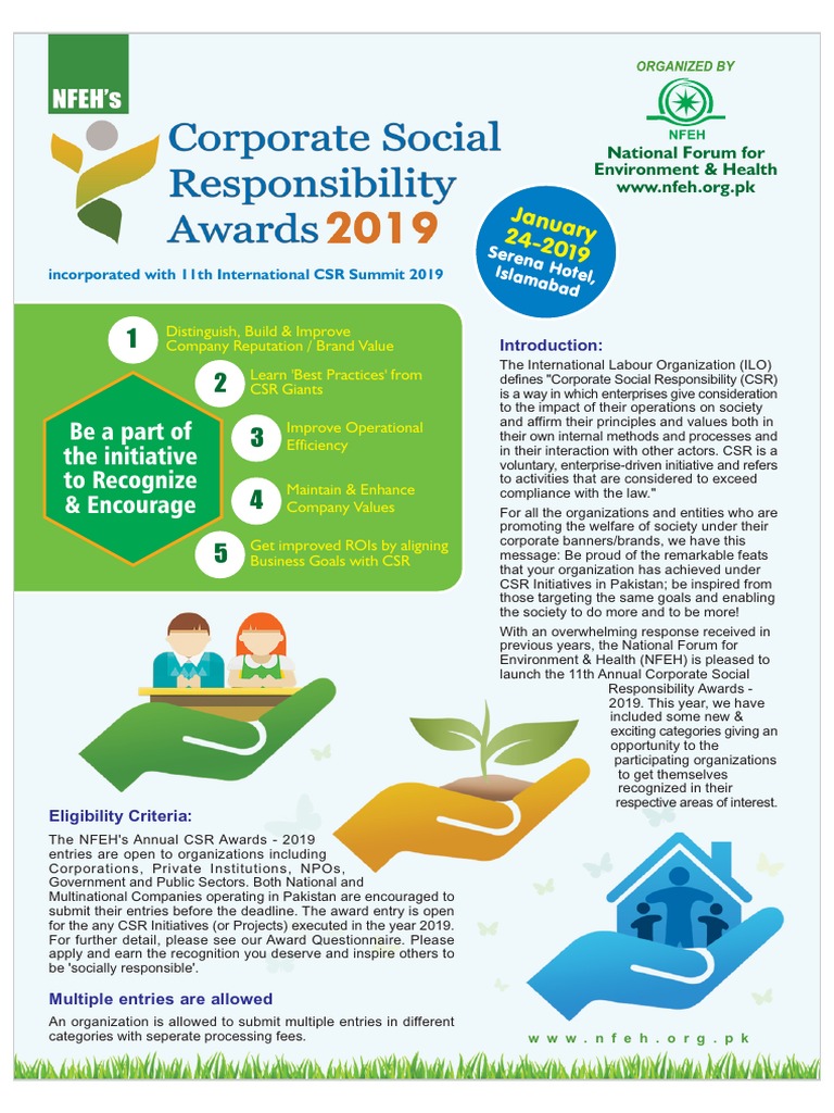 CSR Award 2019 Broucher | PDF | Corporate Social Responsibility ...