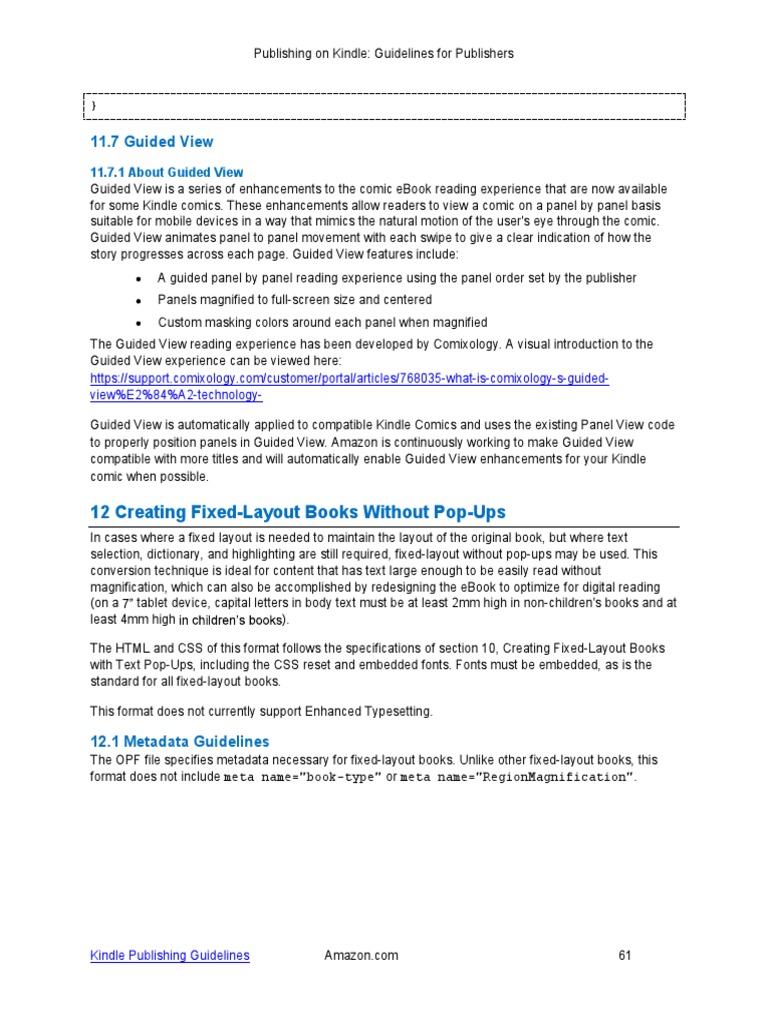 Kindle Publishing Guidelines for Adding Comics and Images | PDF ...