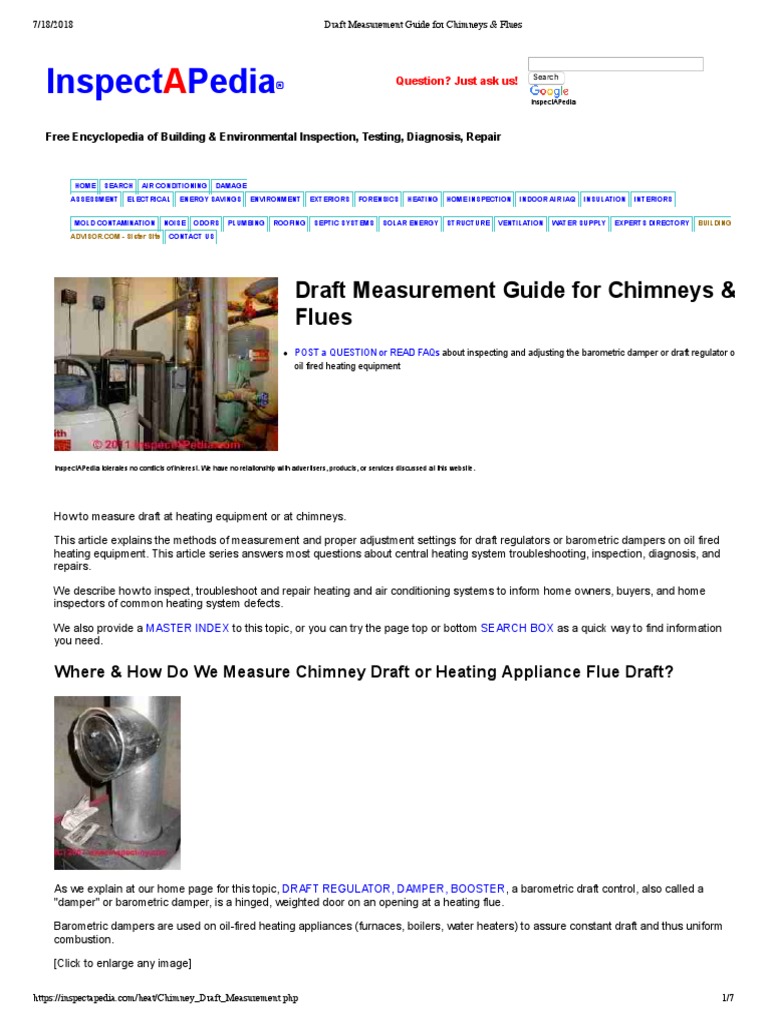 Draft Measurement Guide For Chimneys & Flues | PDF | Chimney | Boiler