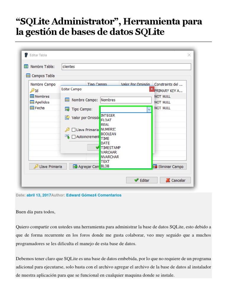 SQLite Administrator, Herramienta para La Gestión de Bases de Datos ...