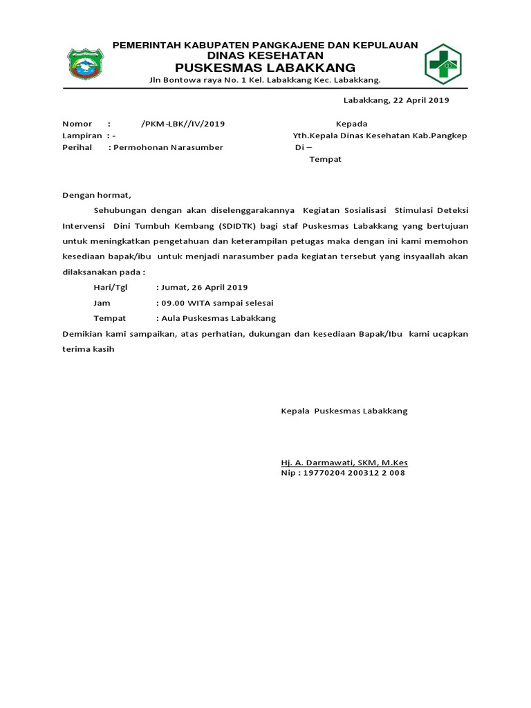 Surat Sos SDIDTK | PDF